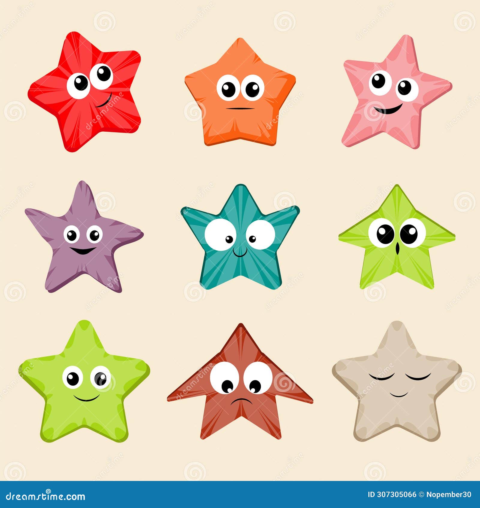 Funny Stars with Face Expression Stock Vector - Illustration of ...
