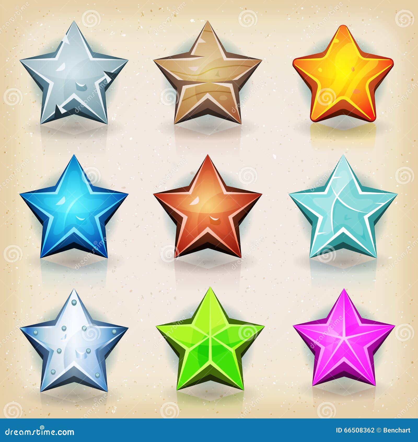 Funny Stars Icons for Game Ui Stock Vector - Illustration of golden ...