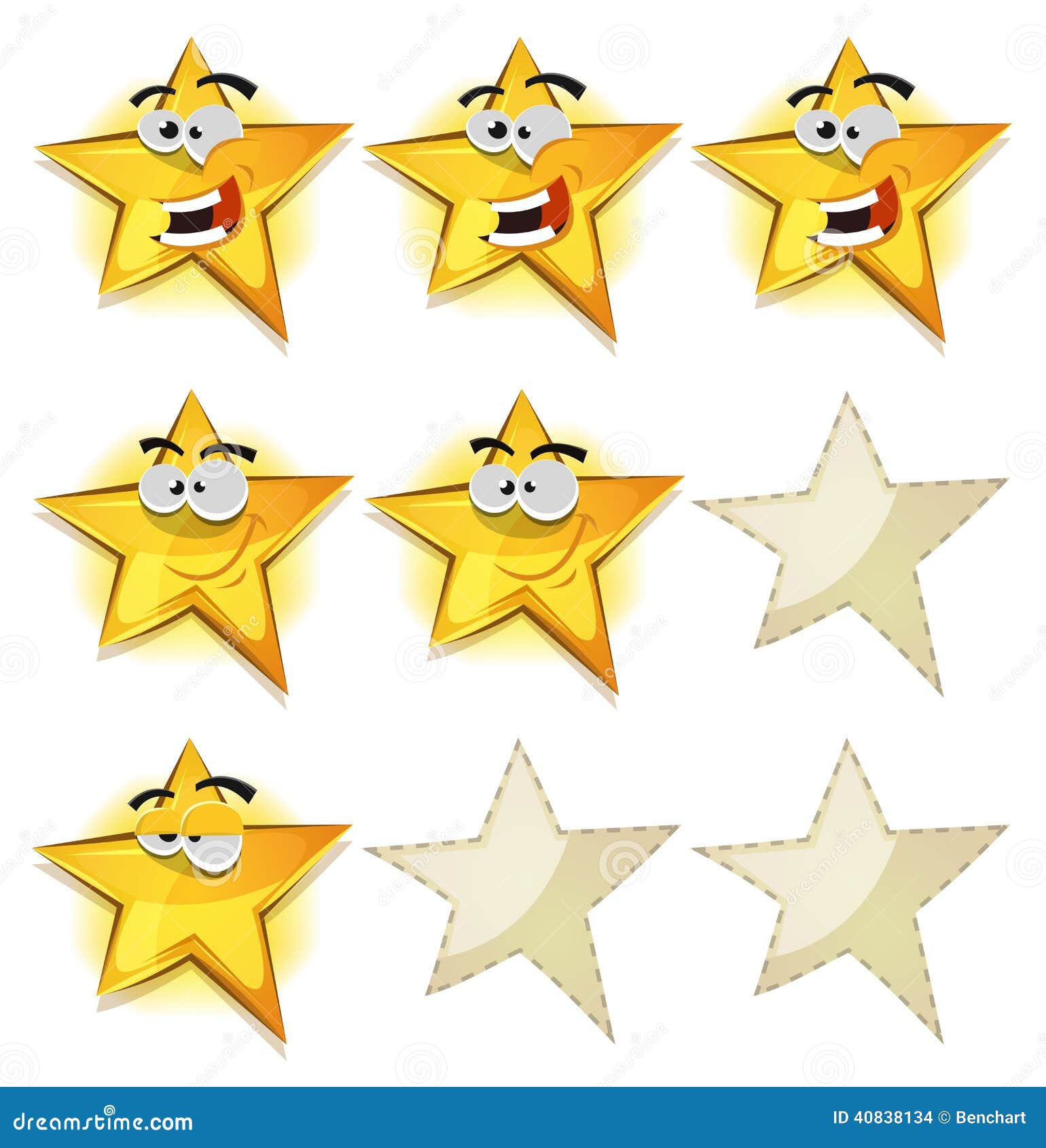 Funny Stars Icons for Ui Game Score Stock Vector - Illustration of ...