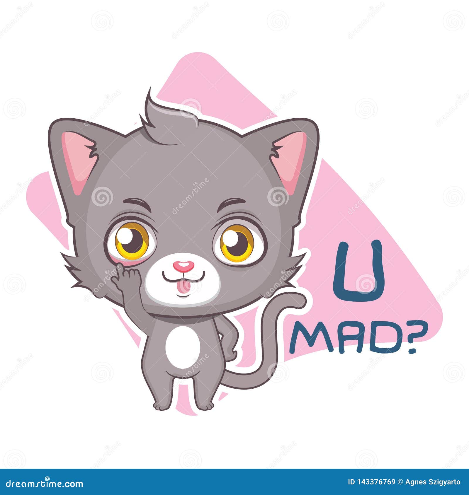 Funny Sticker with Cute Gray Cat - Sarcasm Stock Vector - Illustration ...