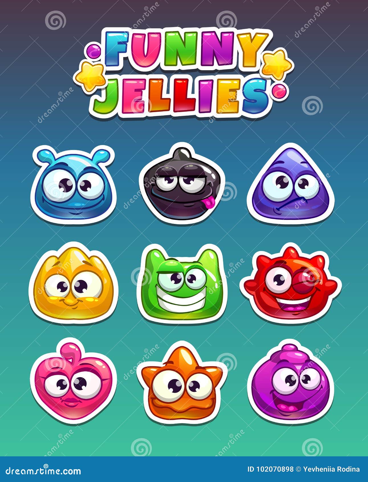 Funny cartoon stickers stock vector. Illustration of funny - 102070898