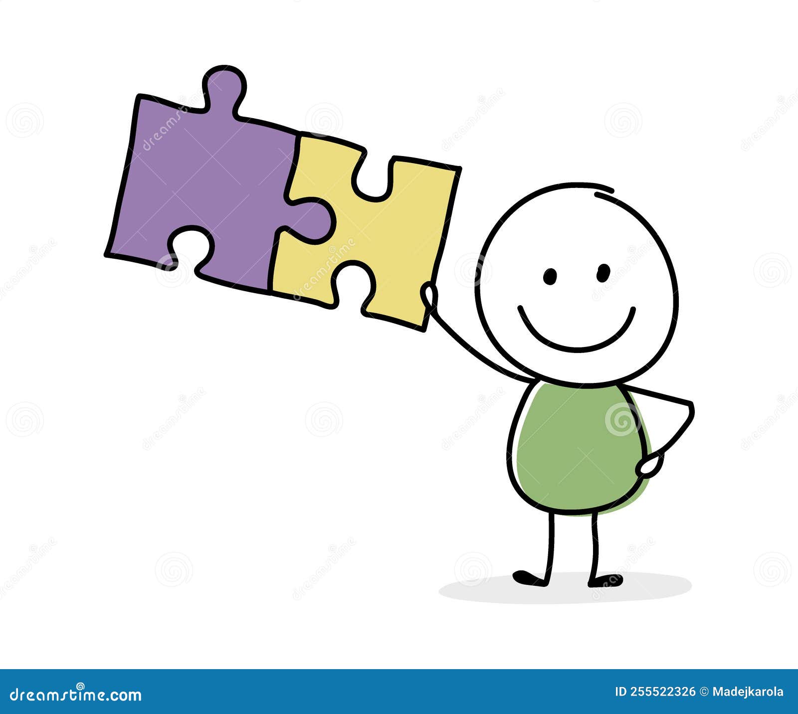 Funny Stickman with Puzzles. Business Concept Stock Illustration ...