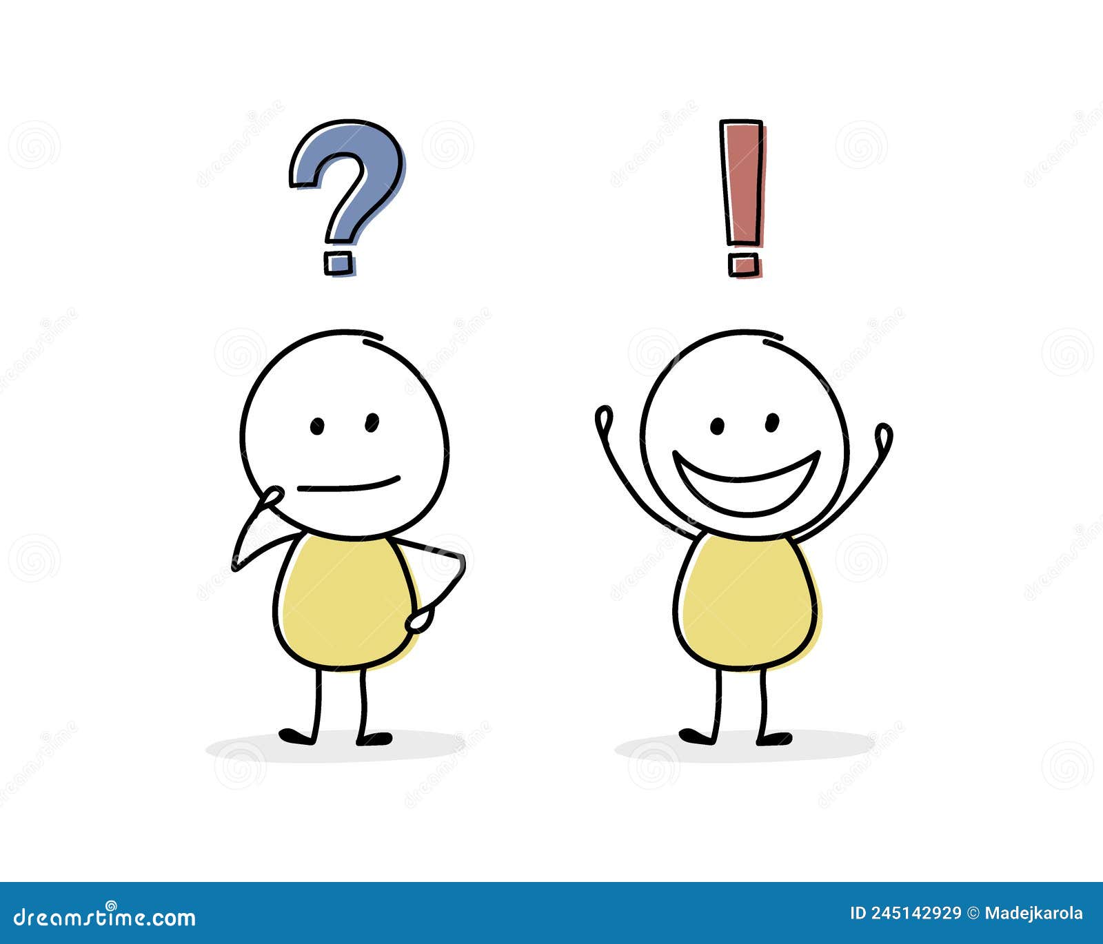 Funny Stickmen with Question and Exclamation Mark. Business Concept ...