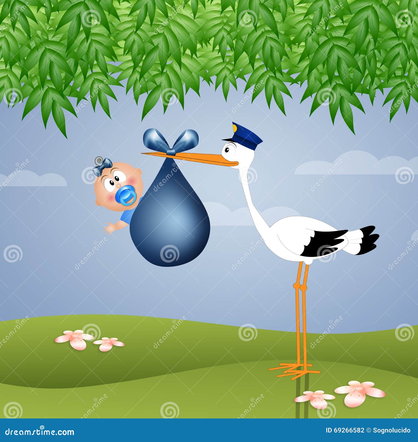 Funny Stork Fly Cartoon Vector | CartoonDealer.com #23782329
