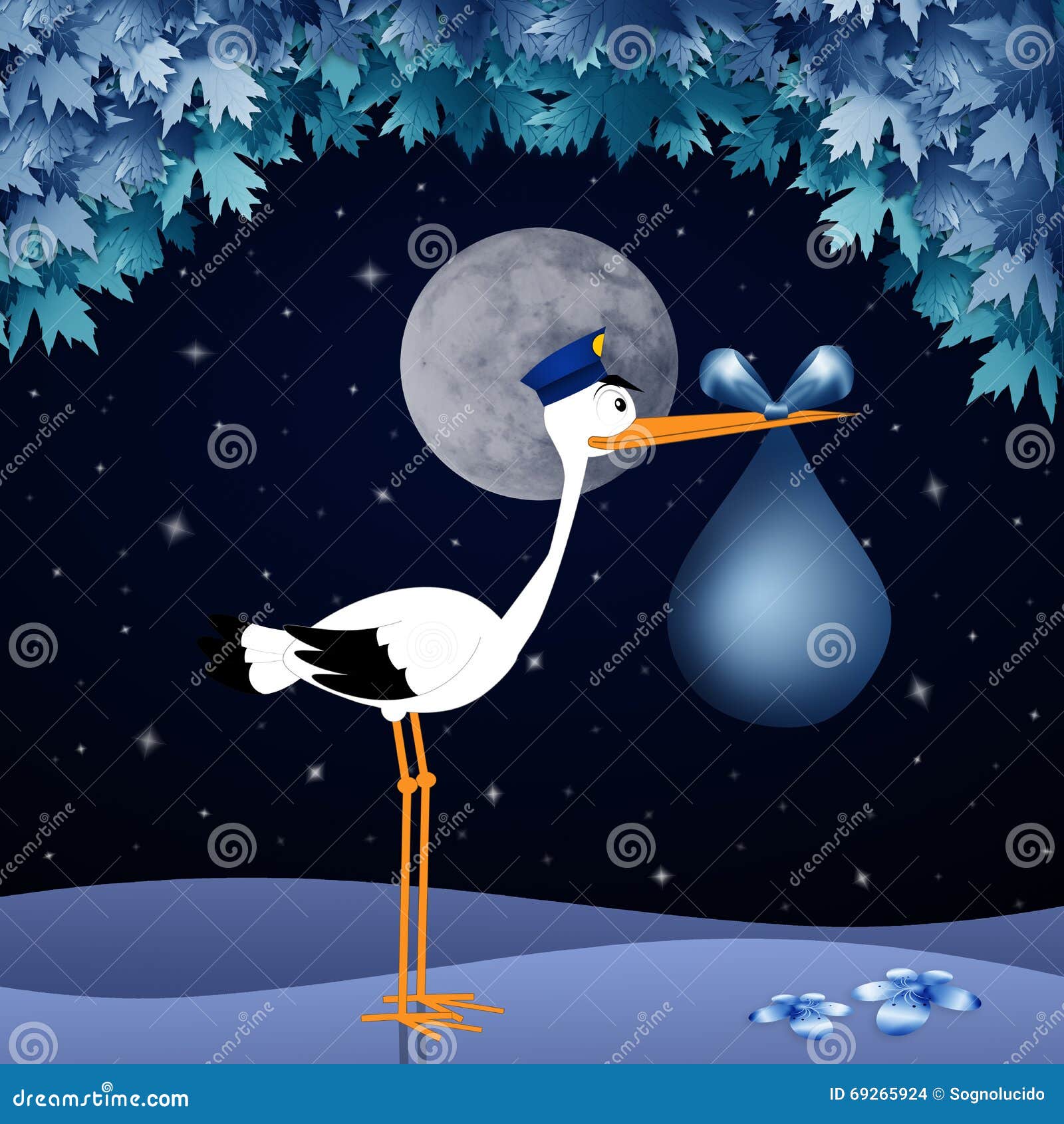 Funny Stork Fly Cartoon Vector | CartoonDealer.com #23782329