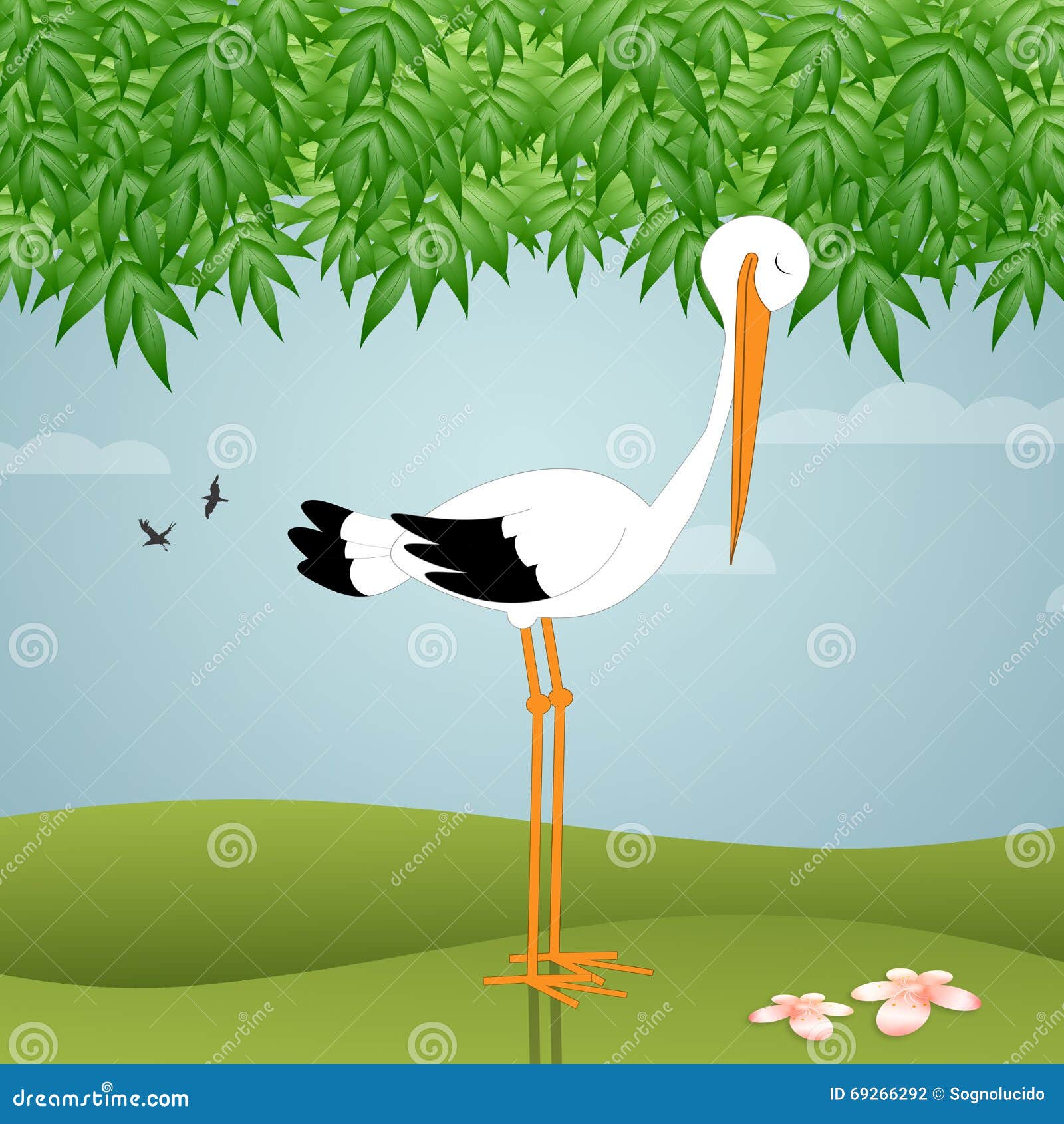 Funny Stork Fly Cartoon Vector | CartoonDealer.com #23782329