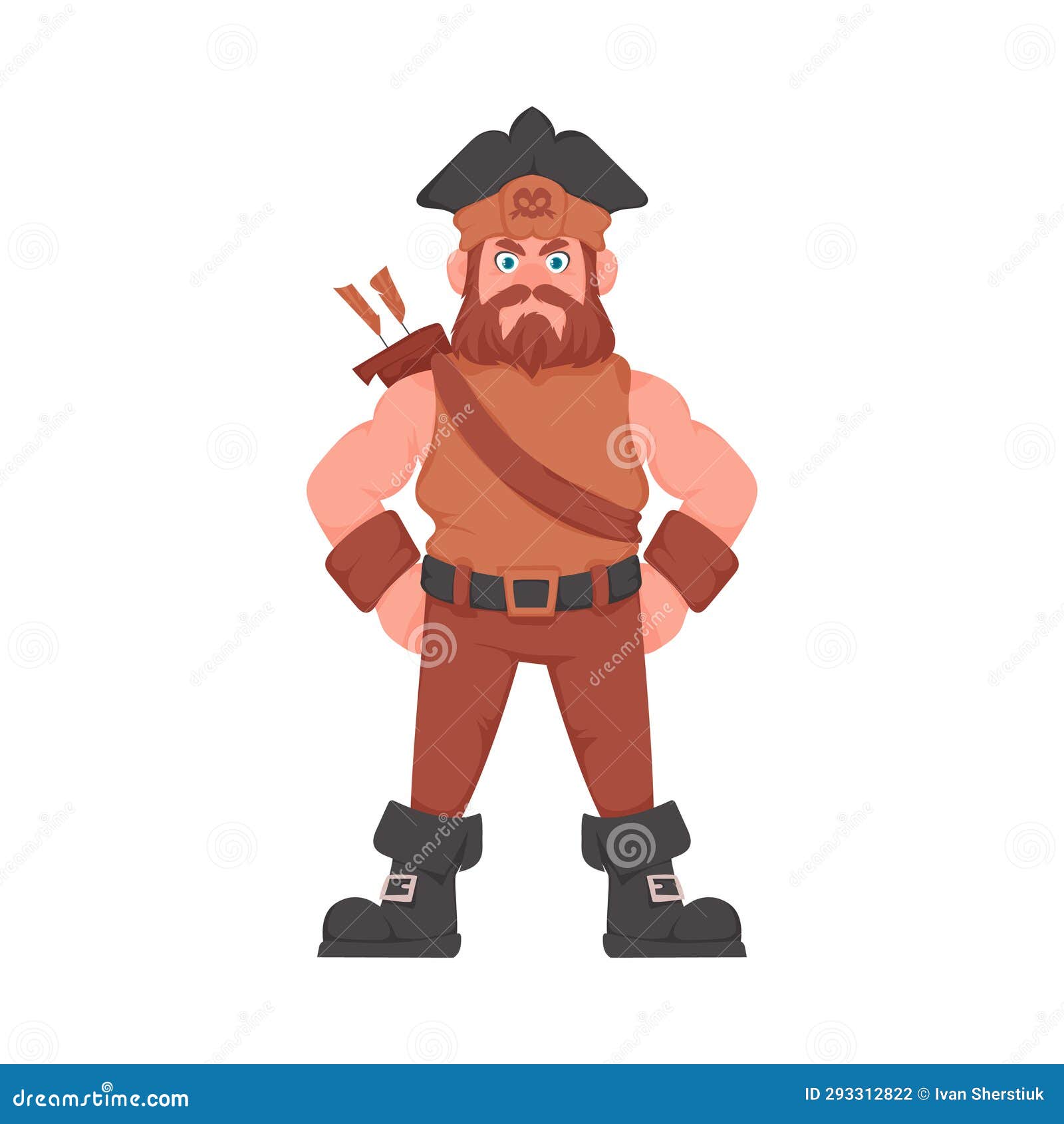 Funny and Strict Man Pirate. Guy in a Pirate Costume. Cartoon Style ...