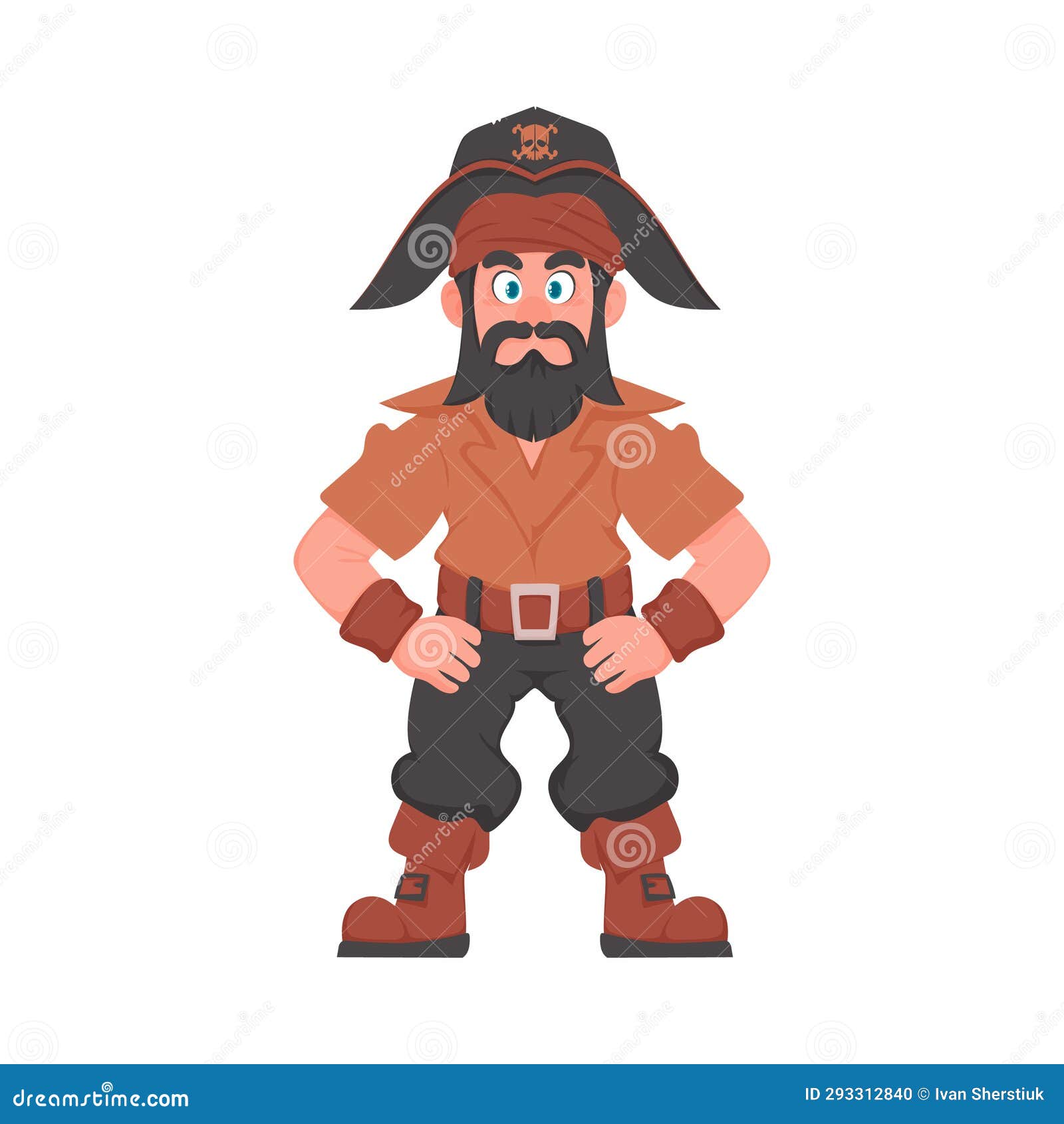 Funny and Strict Man Pirate. Guy in a Pirate Costume. Cartoon Style ...