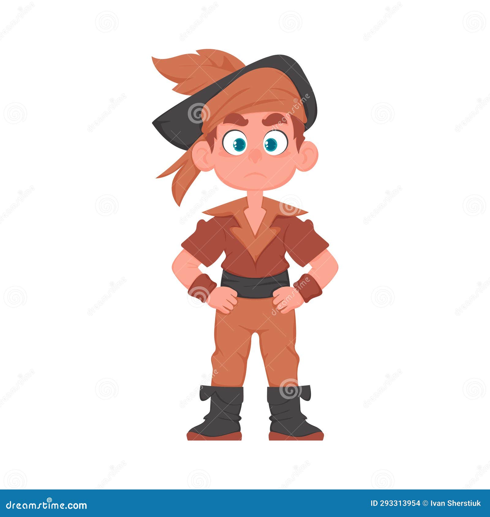 Funny and Strict Man Pirate. Guy in a Pirate Costume. Cartoon Style ...