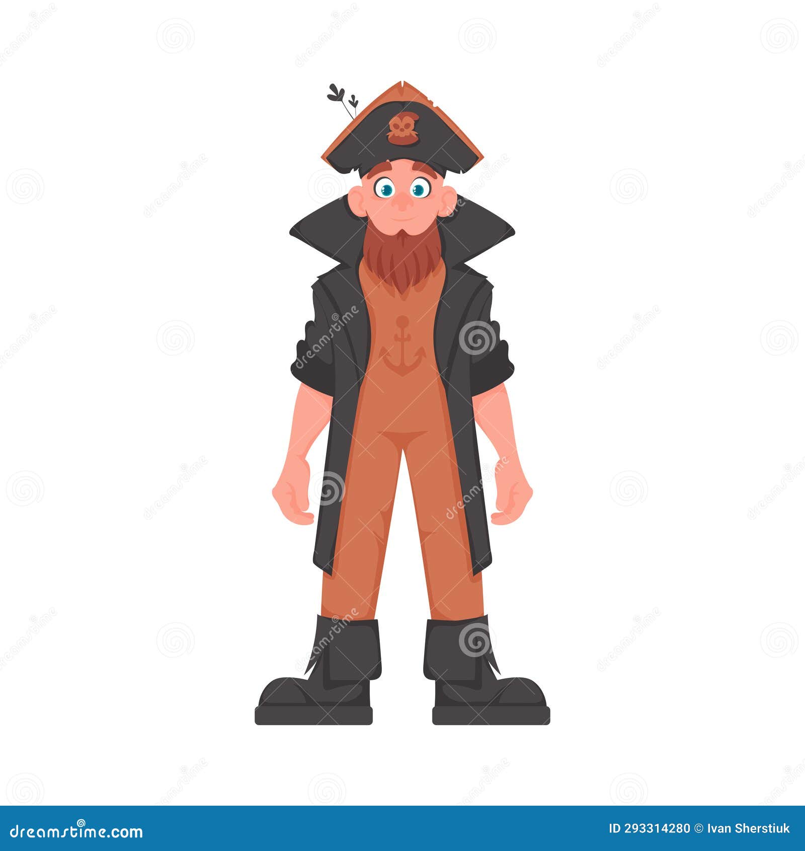 Funny and Strict Man Pirate. Guy in a Pirate Costume. Cartoon Style ...