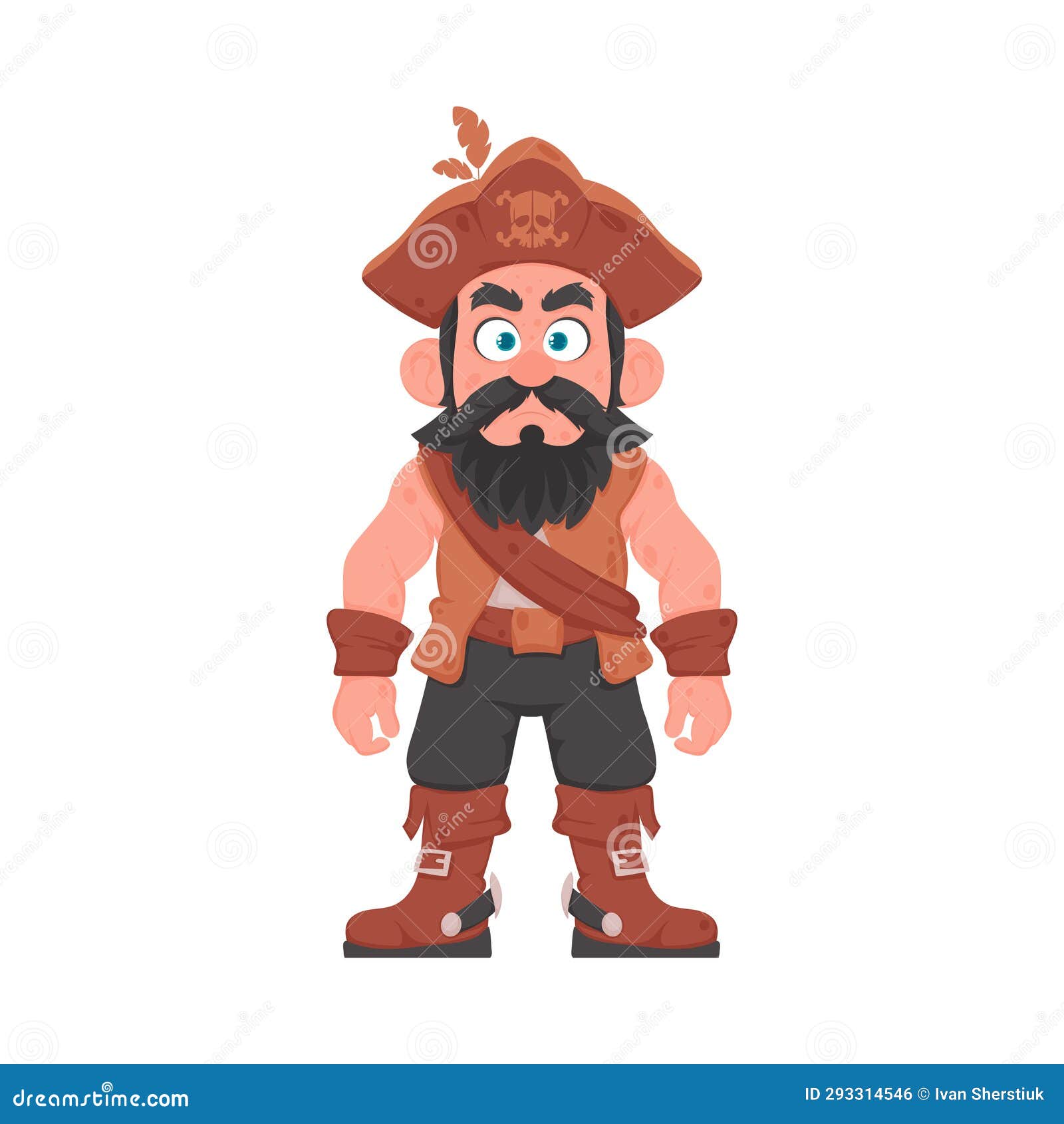 Funny and Strict Man Pirate. Guy in a Pirate Costume. Cartoon Style ...