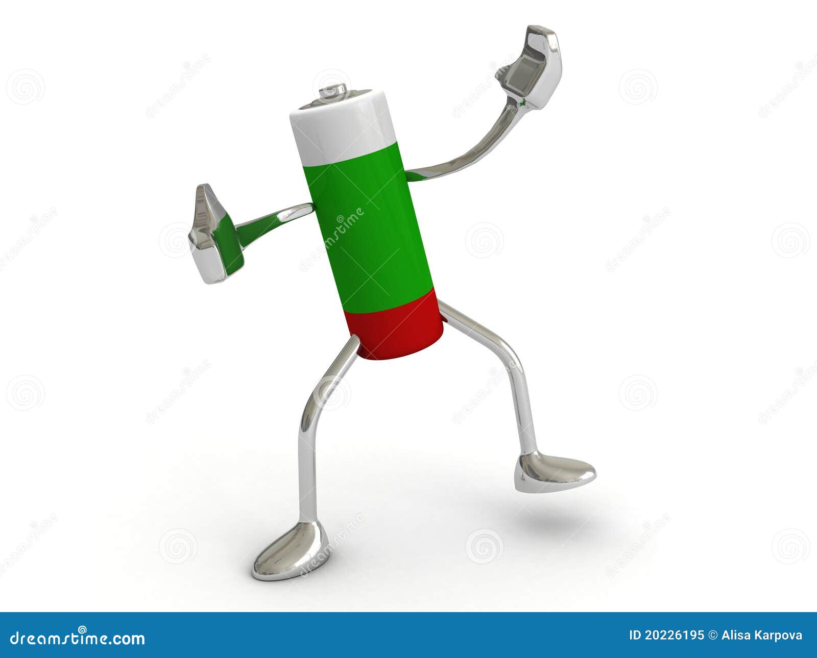 Strong Battery Man Standing And Shows His Muscles. Charging Indication ...