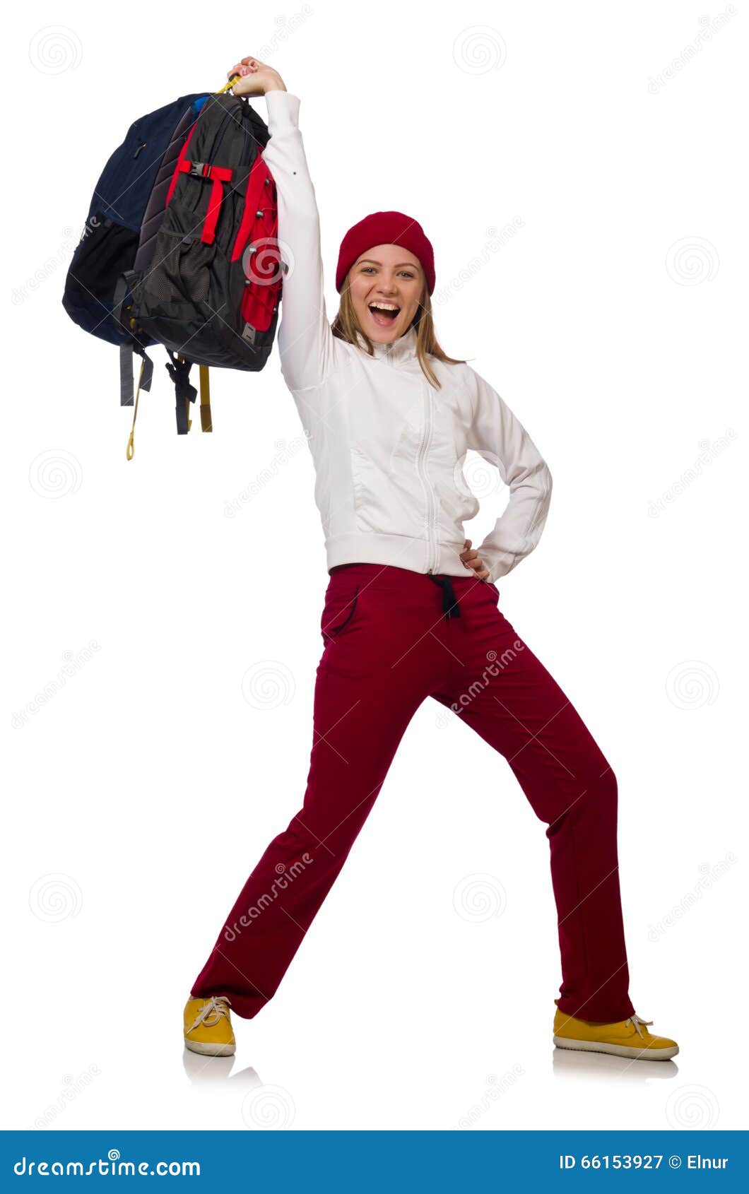 The Funny Student with Backpack Isolated on White Stock Image - Image ...