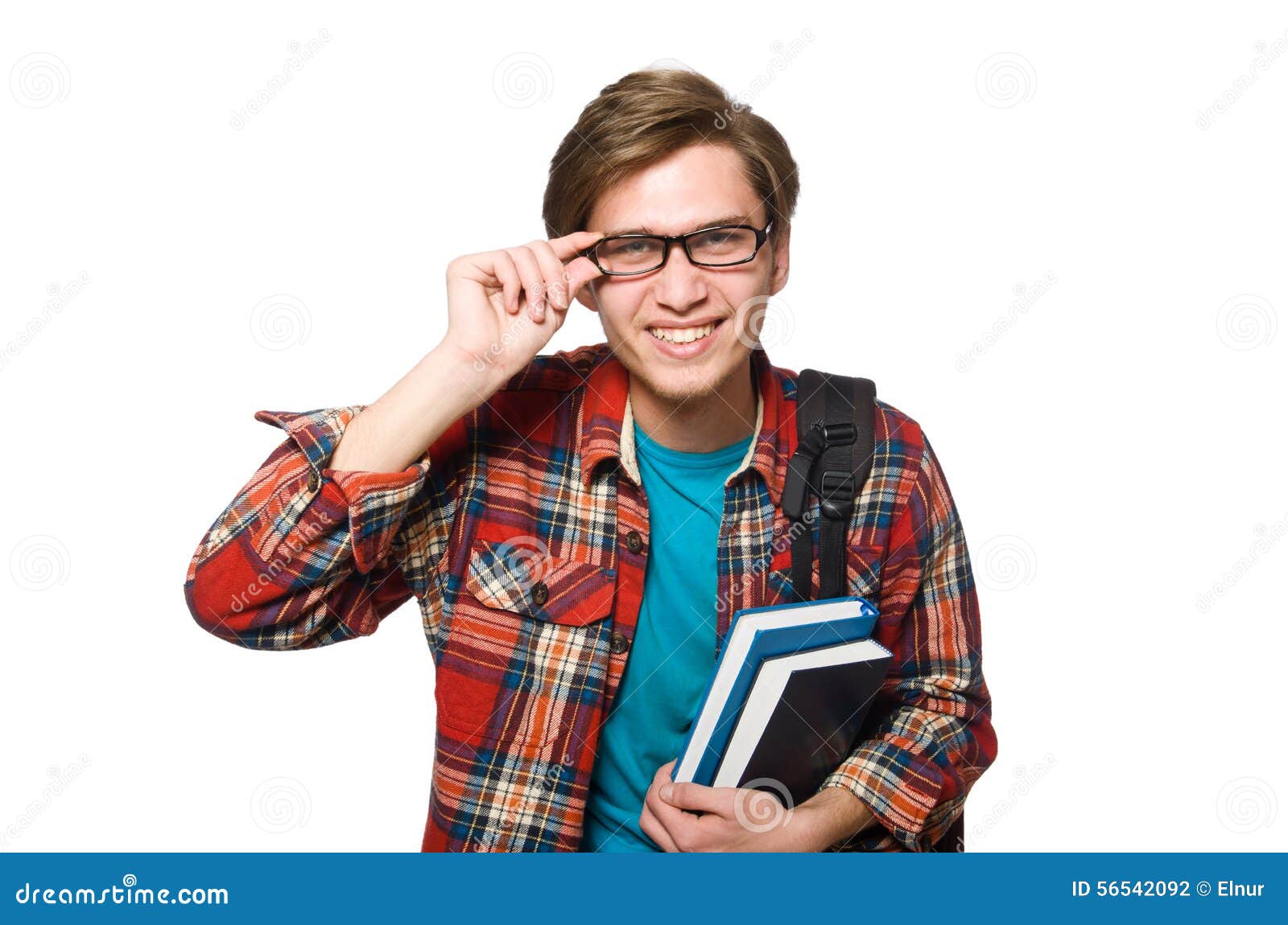 Funny Student with Books Isolated on the White Stock Photo - Image of ...