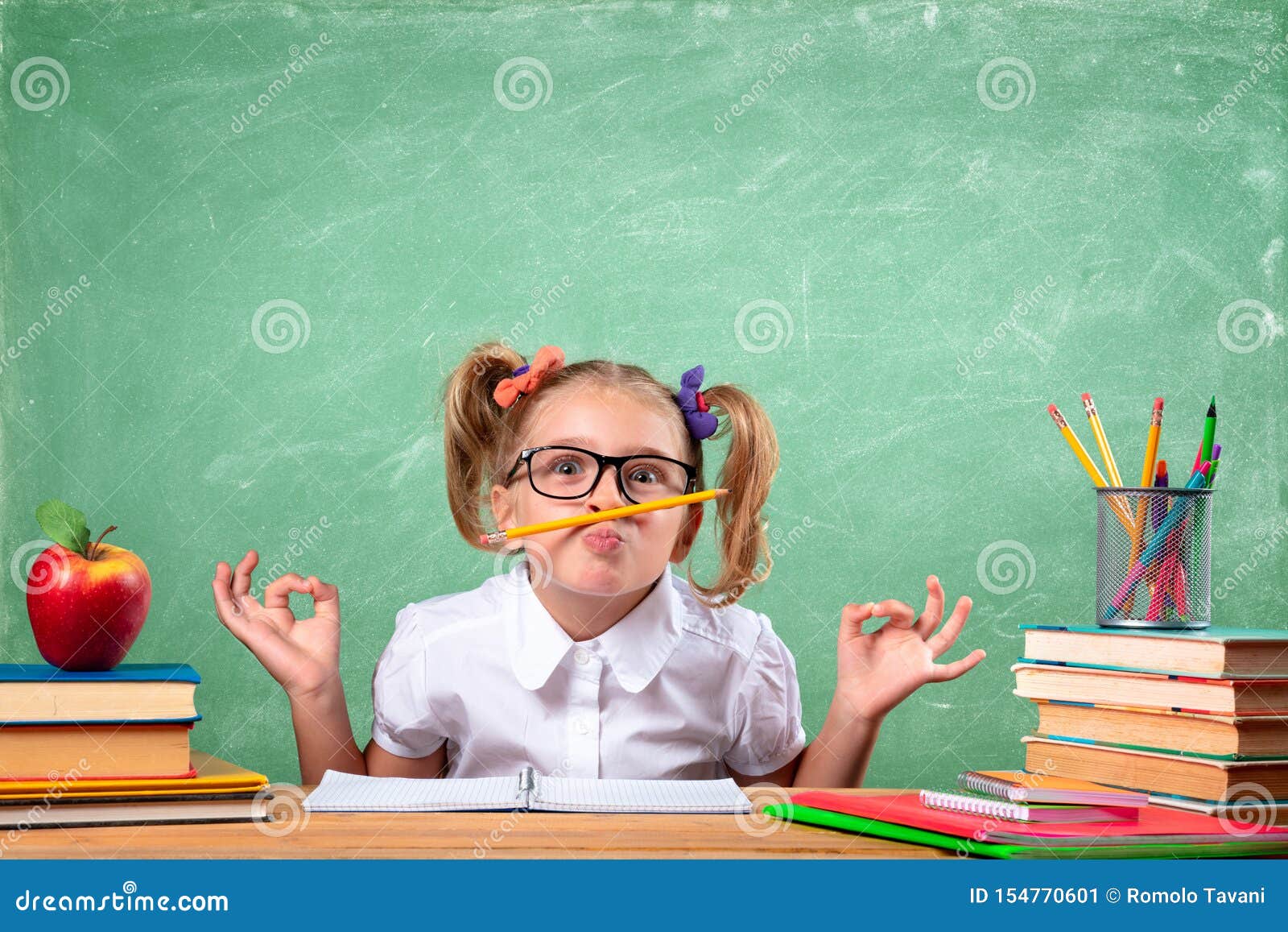 Funny Student in Classroom stock image. Image of pupil - 154770601