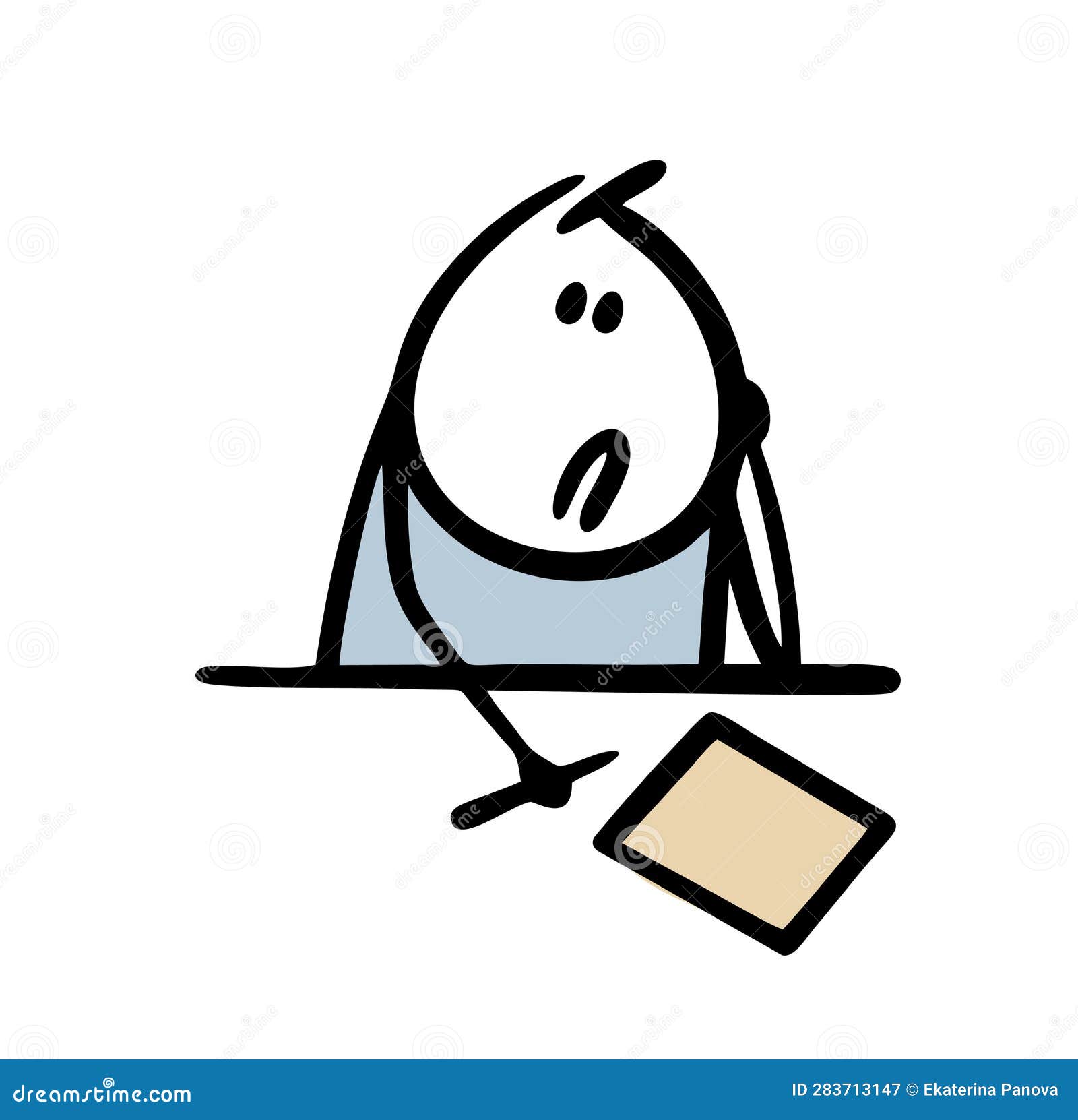 Funny Student Sitting at the Desk and Solving Hard Problem. Vector ...