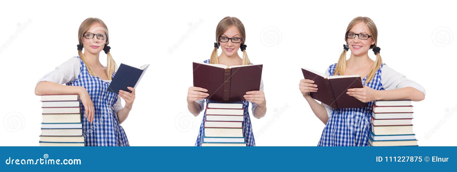 The Funny Student with Stack of Books Stock Image - Image of college ...