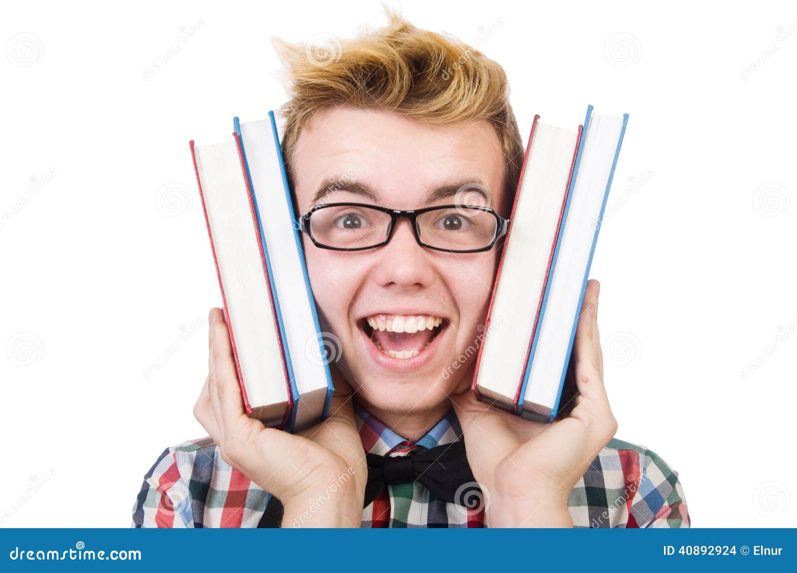 Funny student with stack stock photo. Image of learn - 40892924