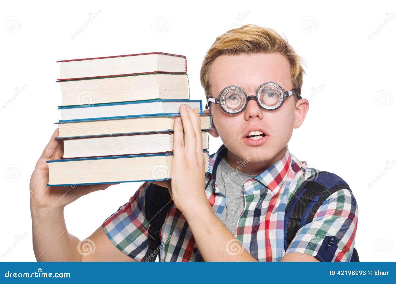 Funny student with stack stock image. Image of lifestyle - 42198993