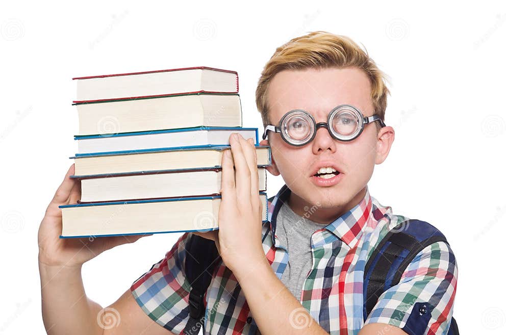 Funny student with stack stock image. Image of lifestyle - 42198993