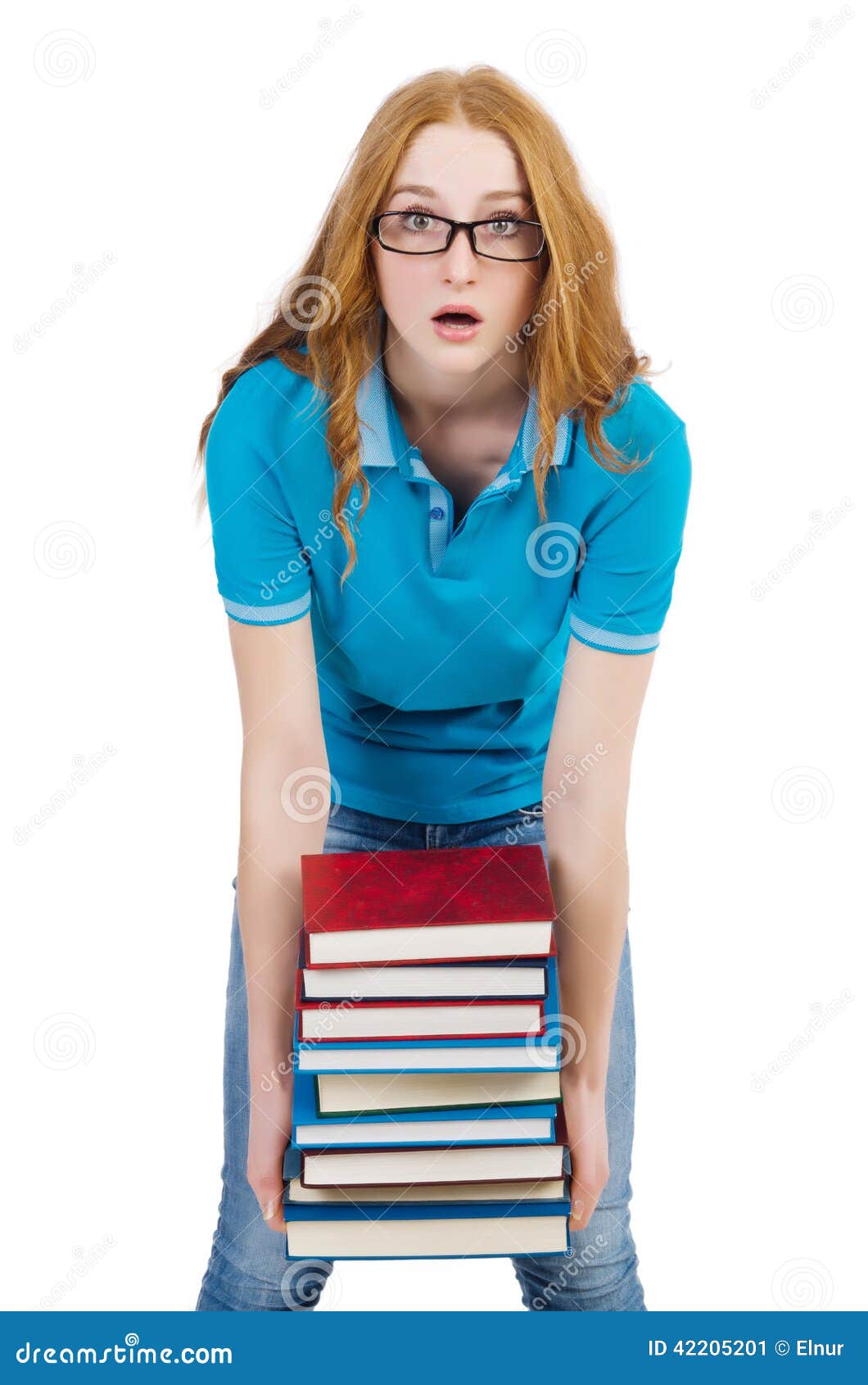 Funny student with stack stock image. Image of cheerful - 42205201