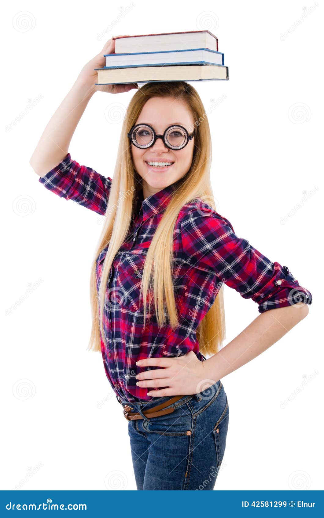 Funny student with stack stock image. Image of graduate - 42581299