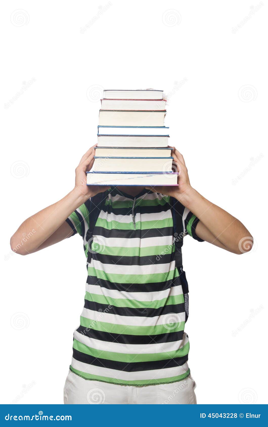 Funny student with stack stock photo. Image of humourous - 45043228