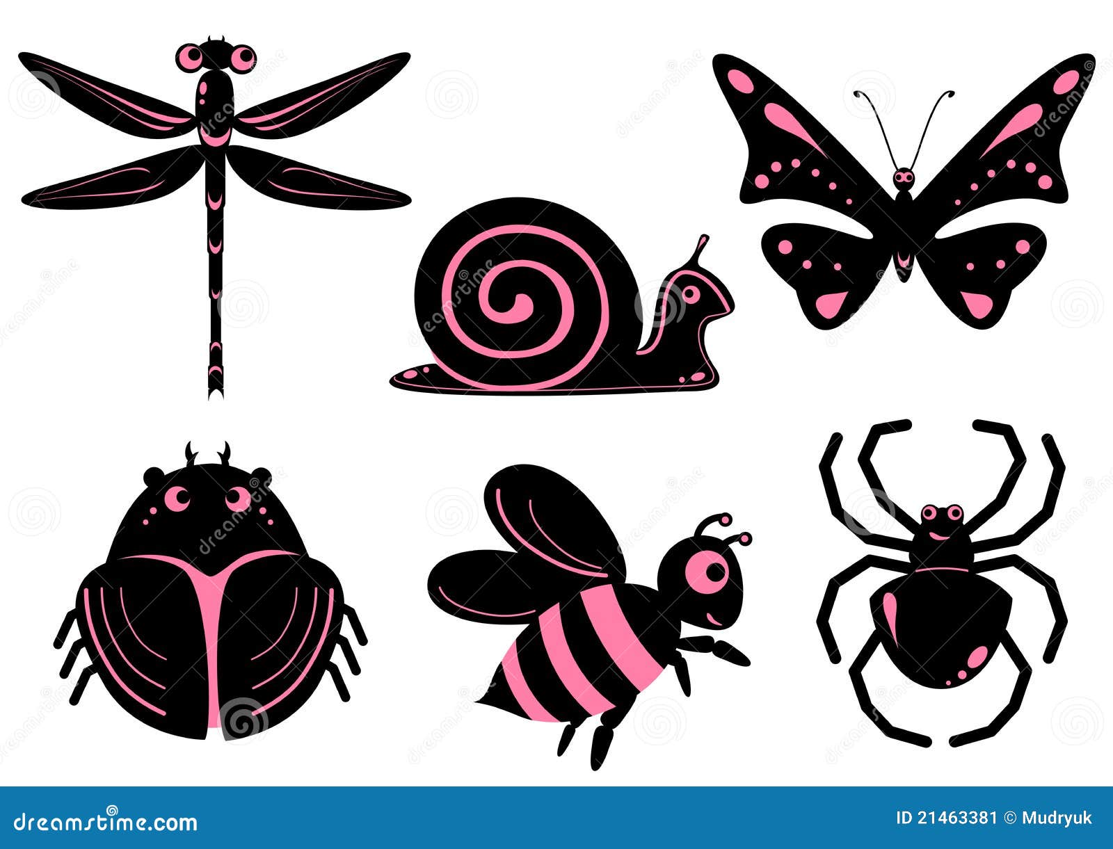 Funny stylized insects stock vector. Illustration of character - 21463381