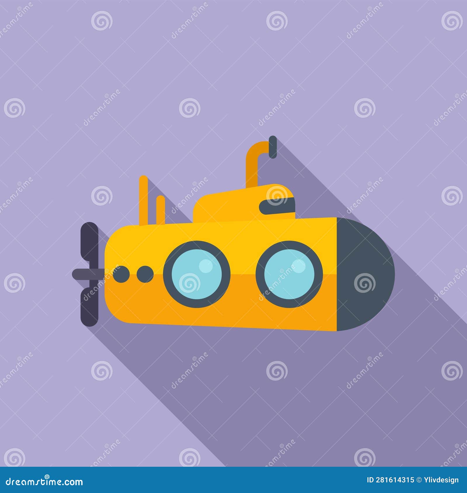 Funny Submarine Icon Flat Vector. Underwater Ship Stock Vector ...