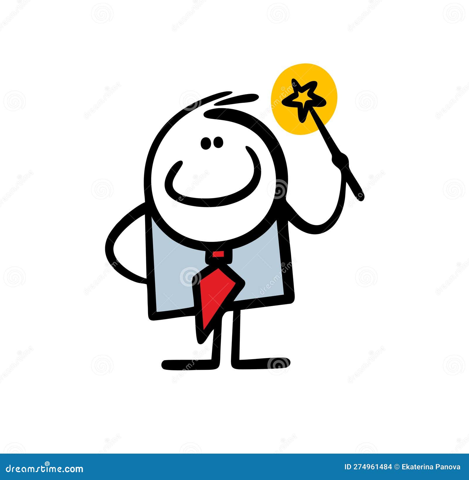 Funny Successful Businessman Wizard Waves a Magic Wand and Solves All ...