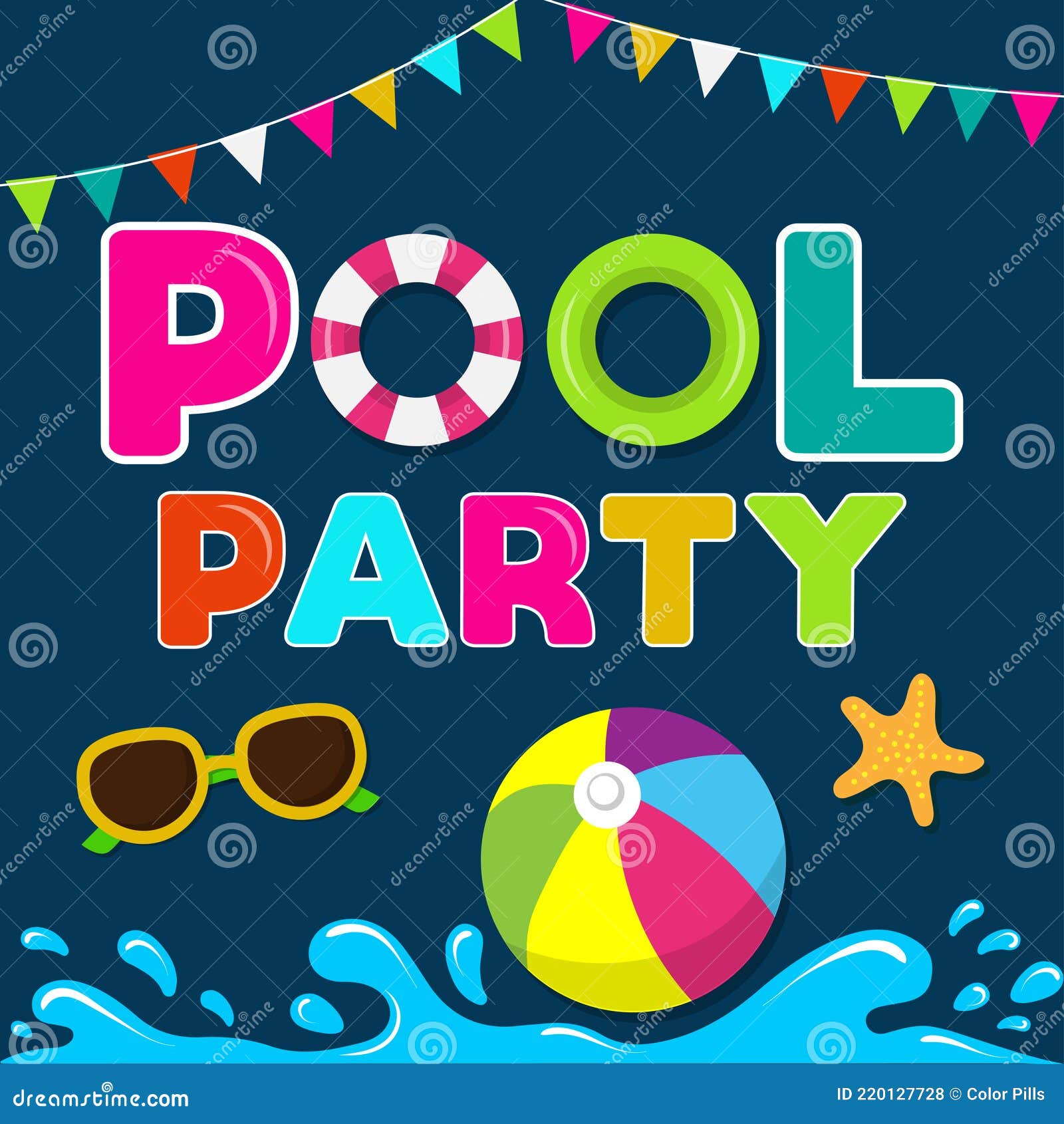 Funny Summer Banner. Pool Party Stock Vector - Illustration of cool ...