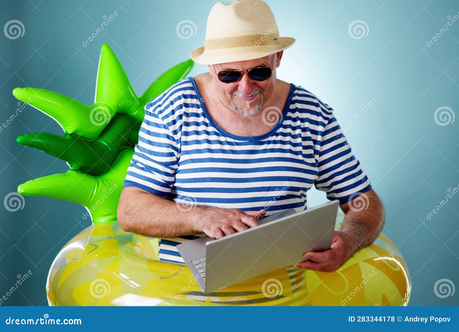 Funny Summer Vacation and Computer Work Stock Photo - Image of funny ...
