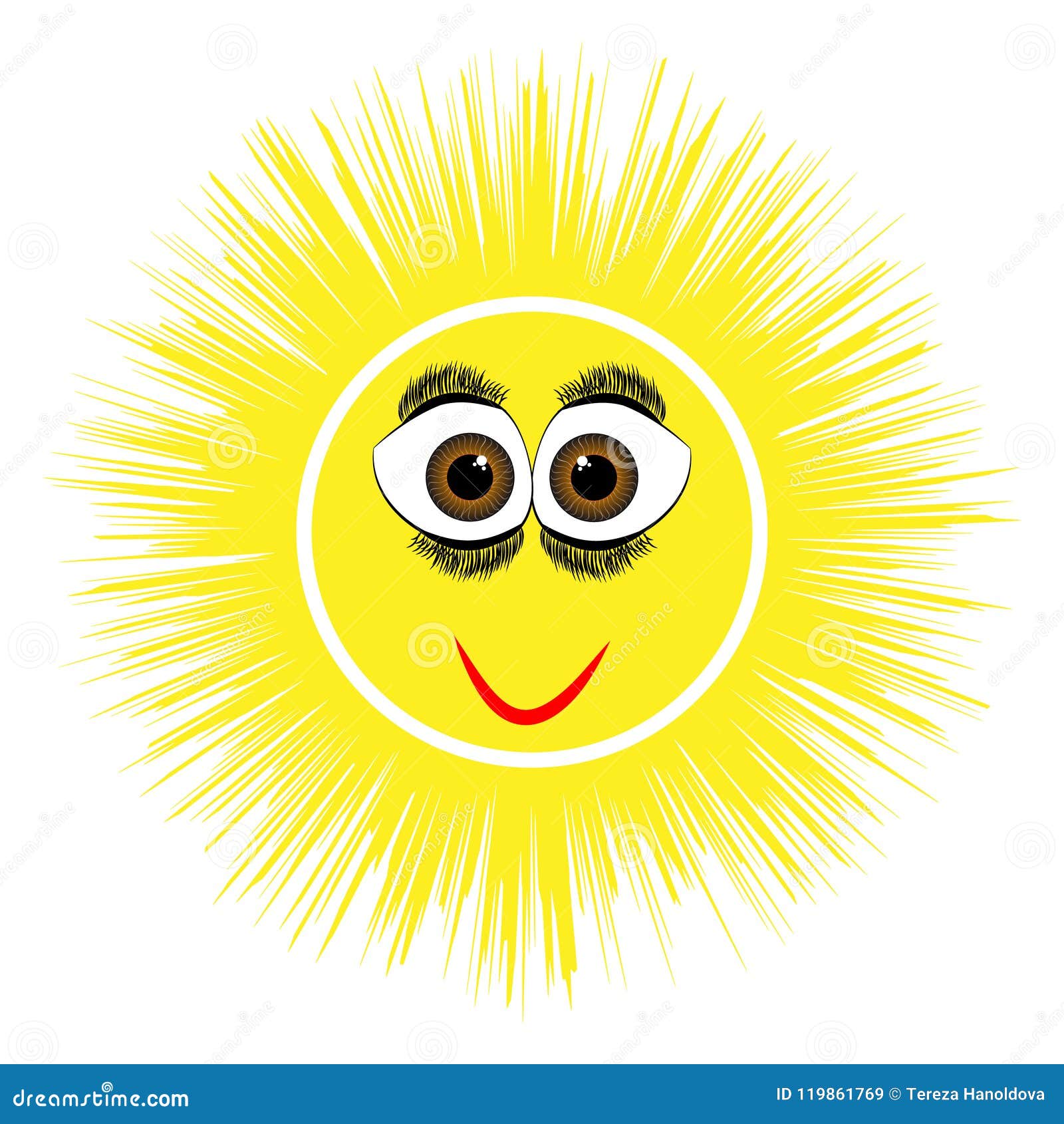 Funny Sun Isolated on White Background Stock Vector - Illustration of ...