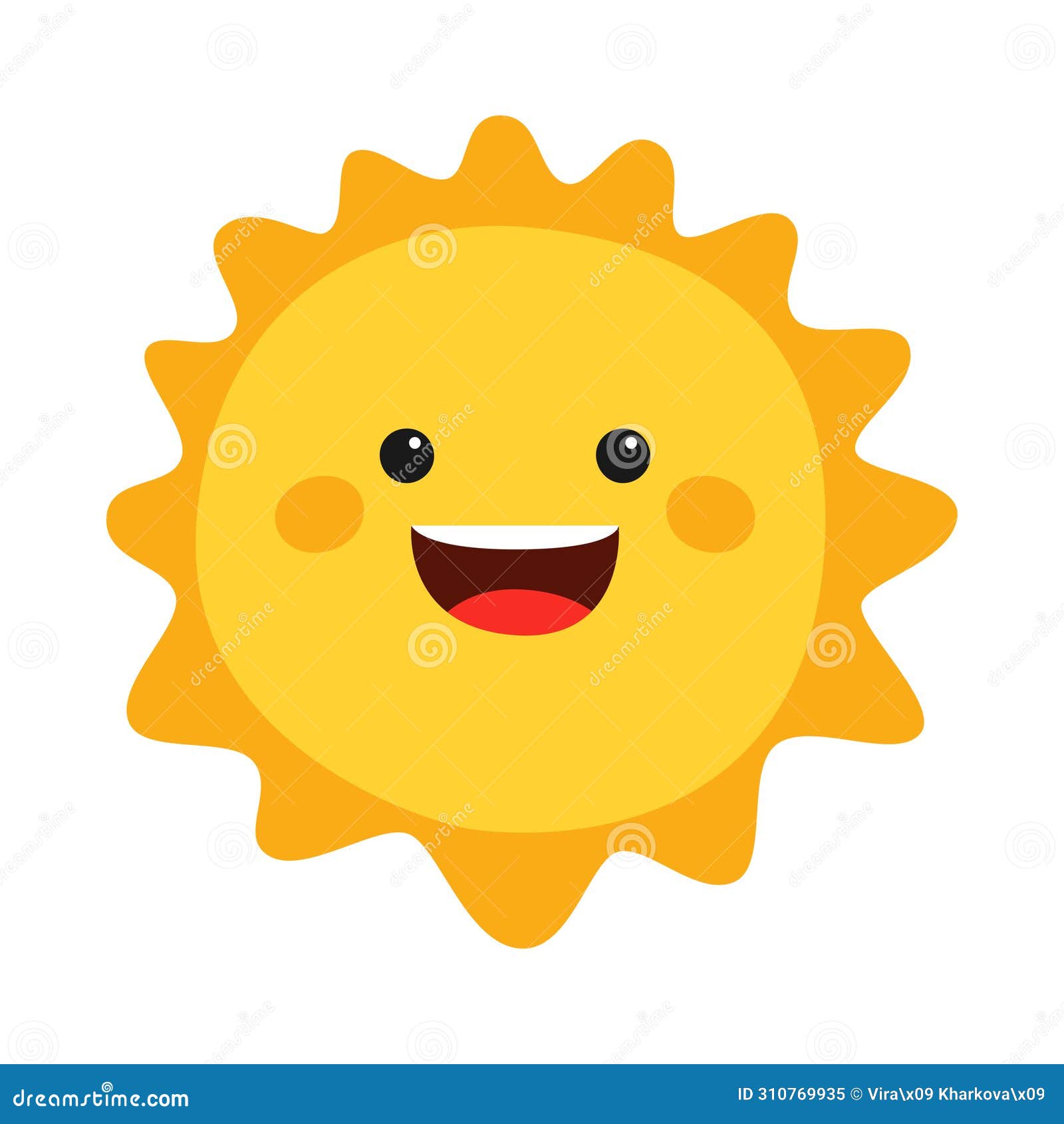 Funny Sunny Character. Cute Happy Smiling Sun Stock Illustration ...