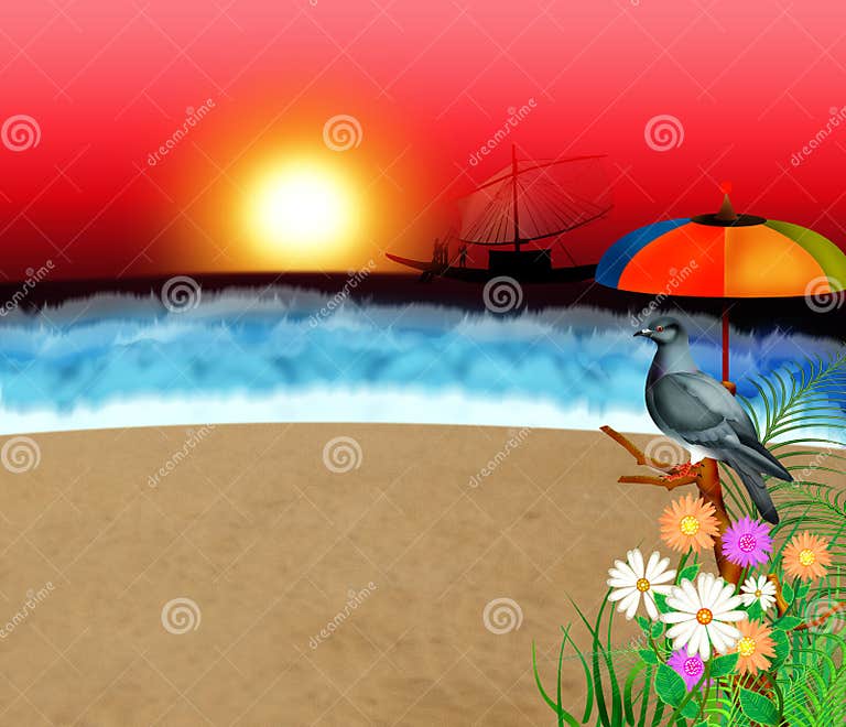 Funny Sunset stock illustration. Illustration of flower - 10825843