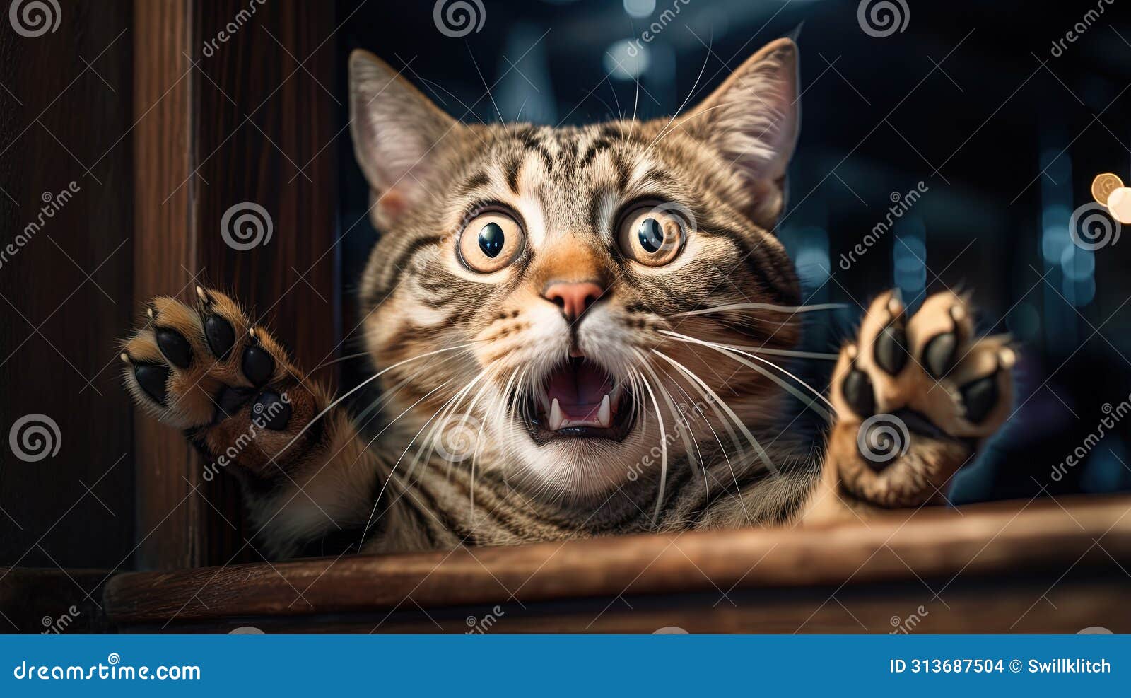 Funny Surprised Cat with a Questioning Pose. a Cute Kitten Asks in ...