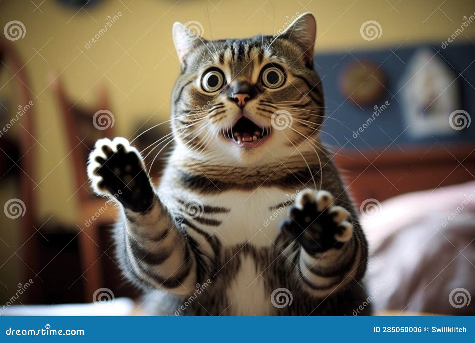 Funny Surprised Cat with a Questioning Pose. a Cute Kitten Asks in ...