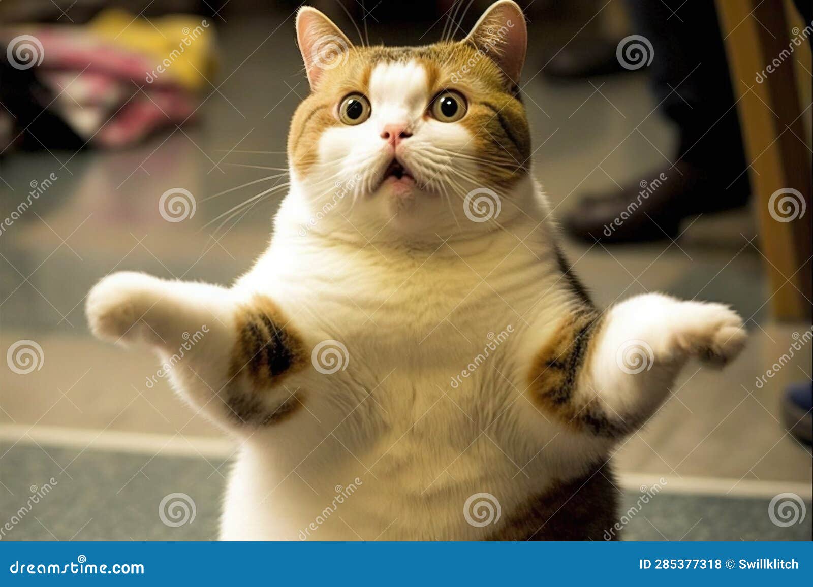 Funny Surprised Cat with a Questioning Pose. a Cute Kitten Asks in ...