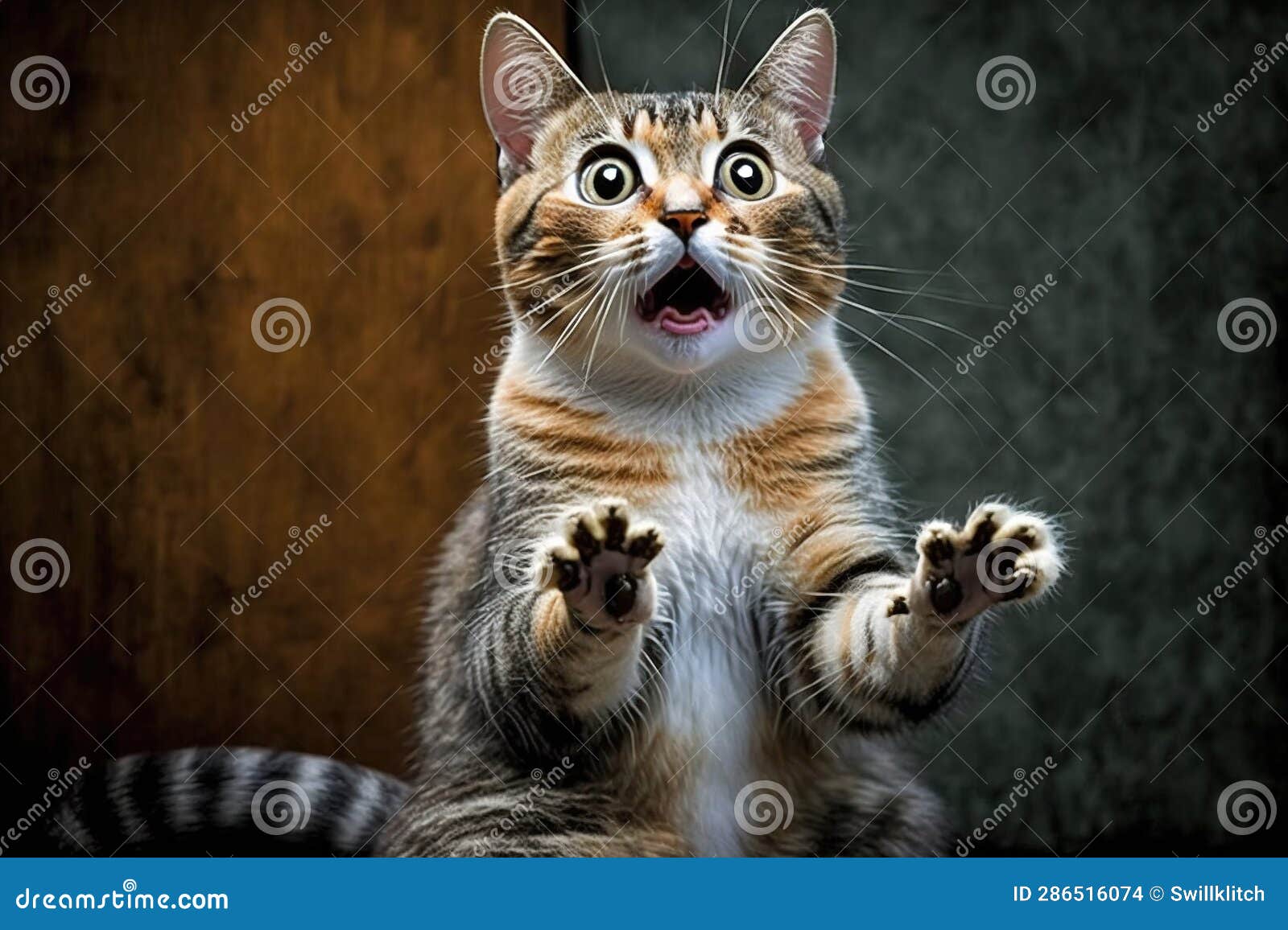 Funny Surprised Cat with a Questioning Pose. a Cute Kitten Asks in ...