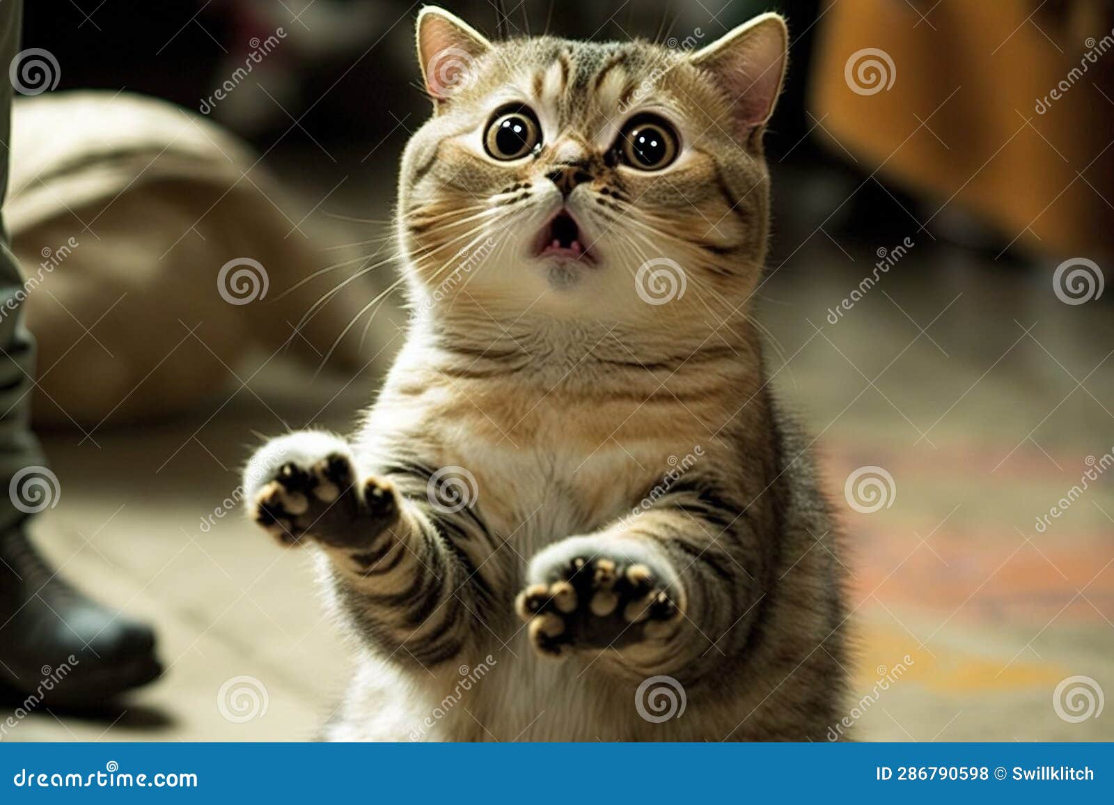 Funny Surprised Cat with a Questioning Pose. a Cute Kitten Asks in ...