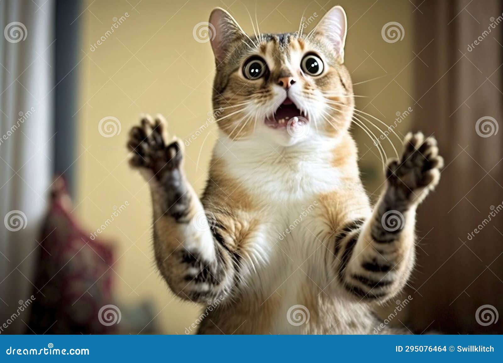 Funny Surprised Cat with a Questioning Pose. a Cute Kitten Asks in ...