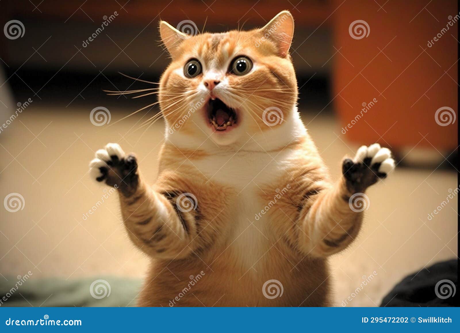 Funny Surprised Cat with a Questioning Pose. a Cute Kitten Asks in ...