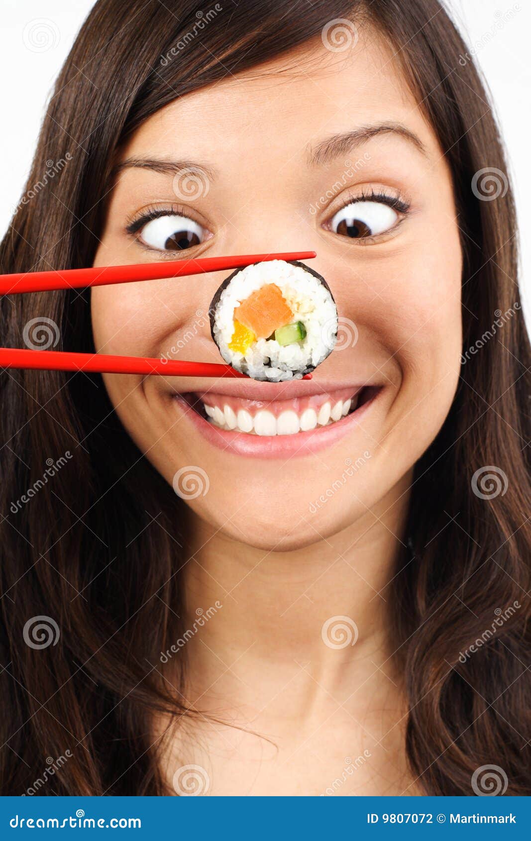 Funny sushi woman stock photo. Image of fish, dinner, attractive - 9807072