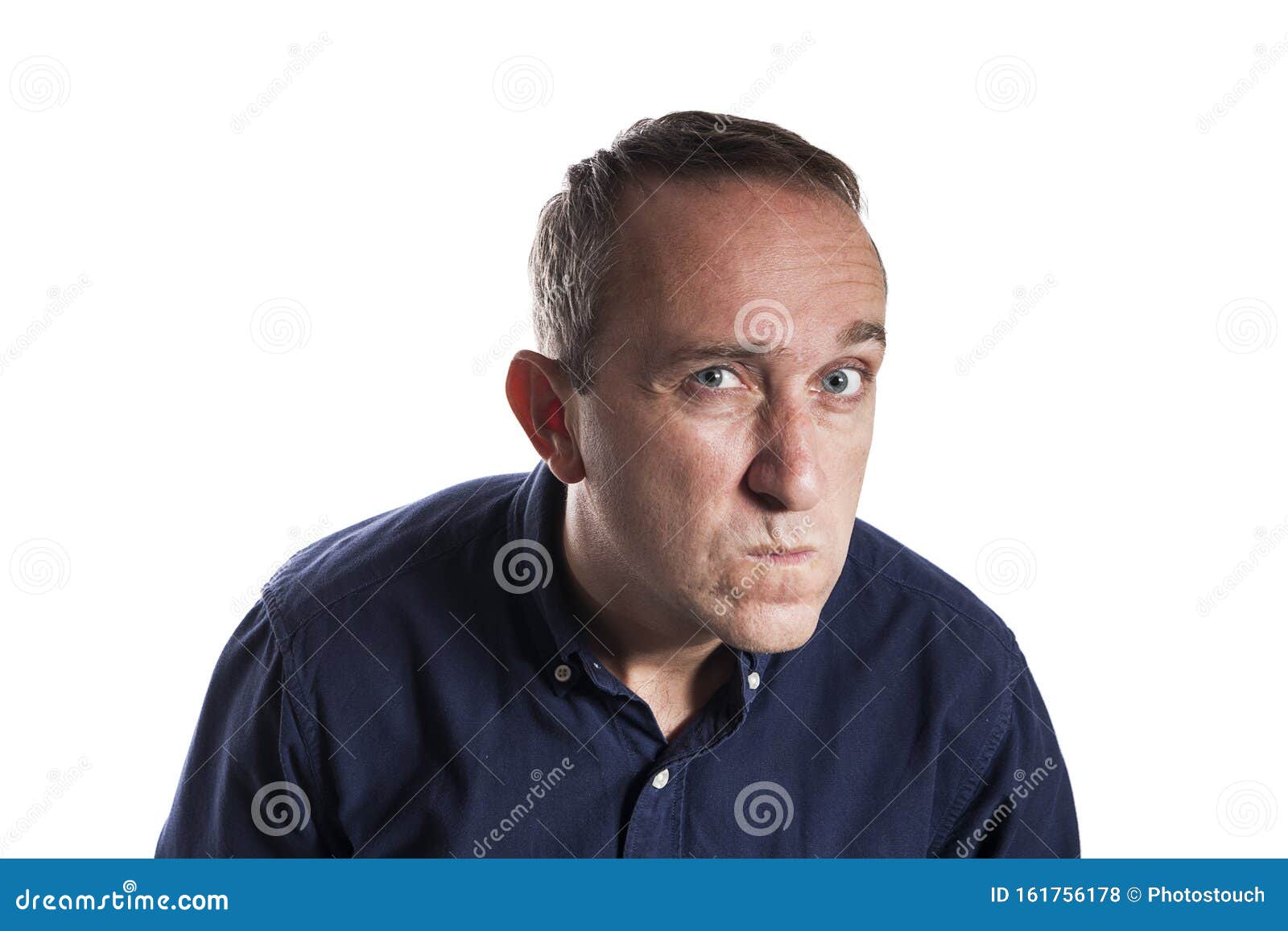 Funny And Suspicious Detective Face Expression Of Mature Men On White ...