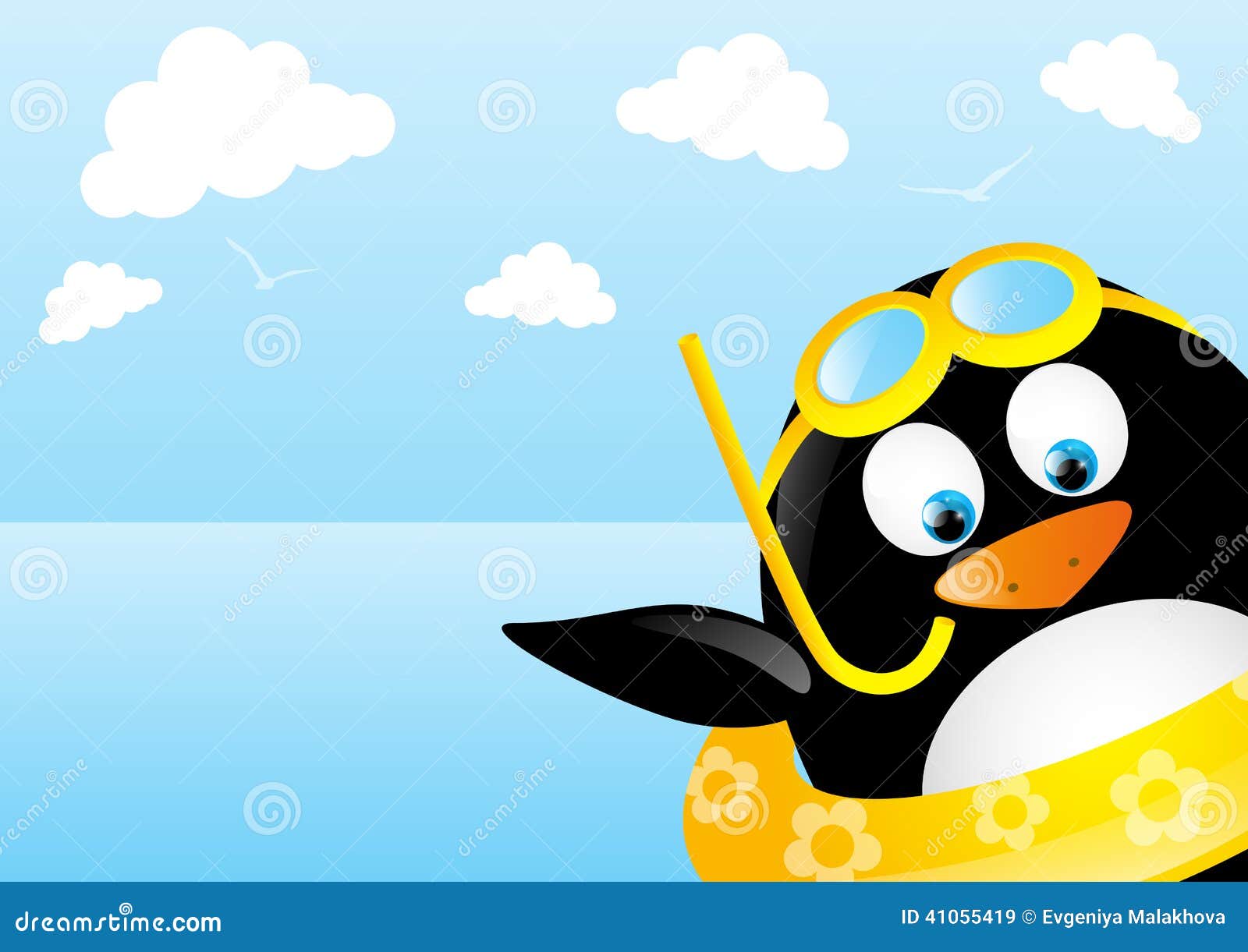 Funny swimming penguin stock vector. Illustration of vacation - 41055419