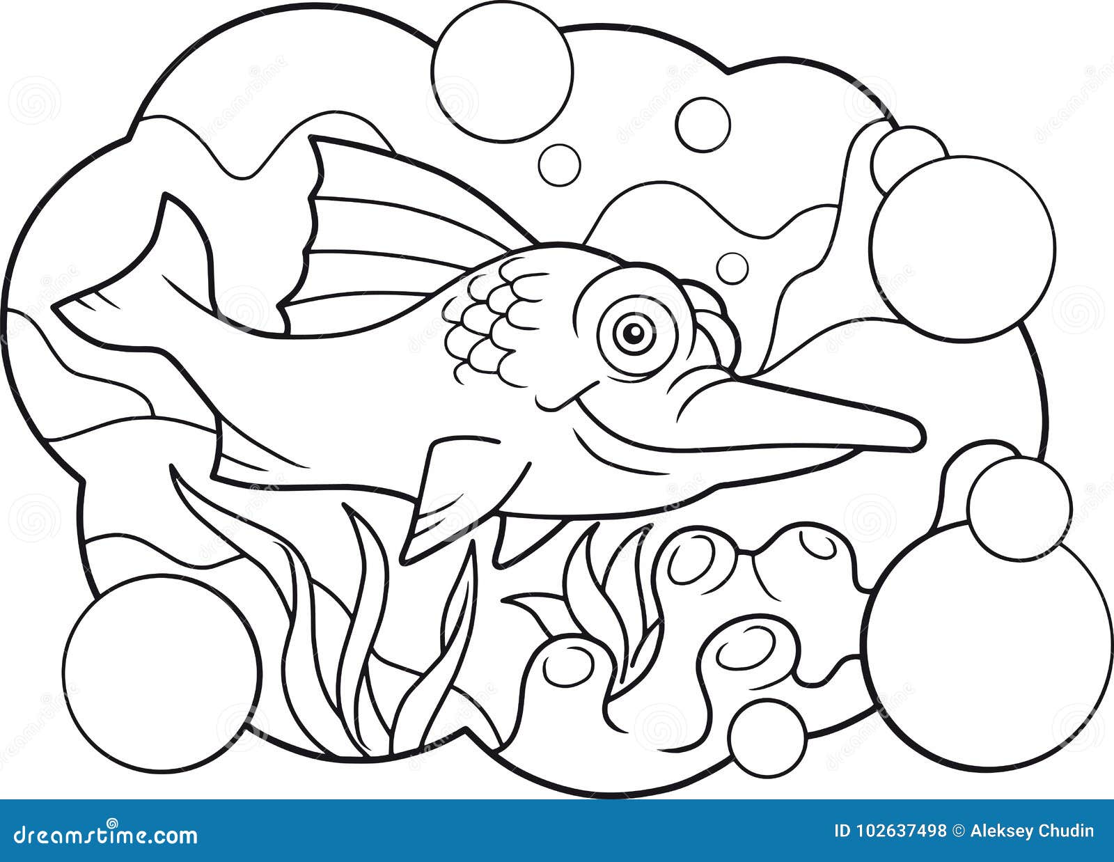 Funny Swordfish Coloring Book Stock Vector - Illustration of swordfish ...