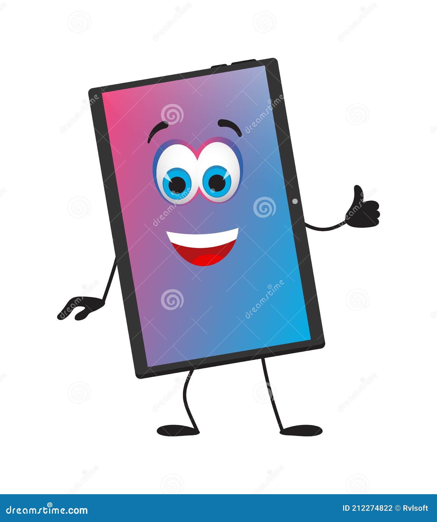 Funny Tablet PC with Eyes on White Background Stock Vector ...