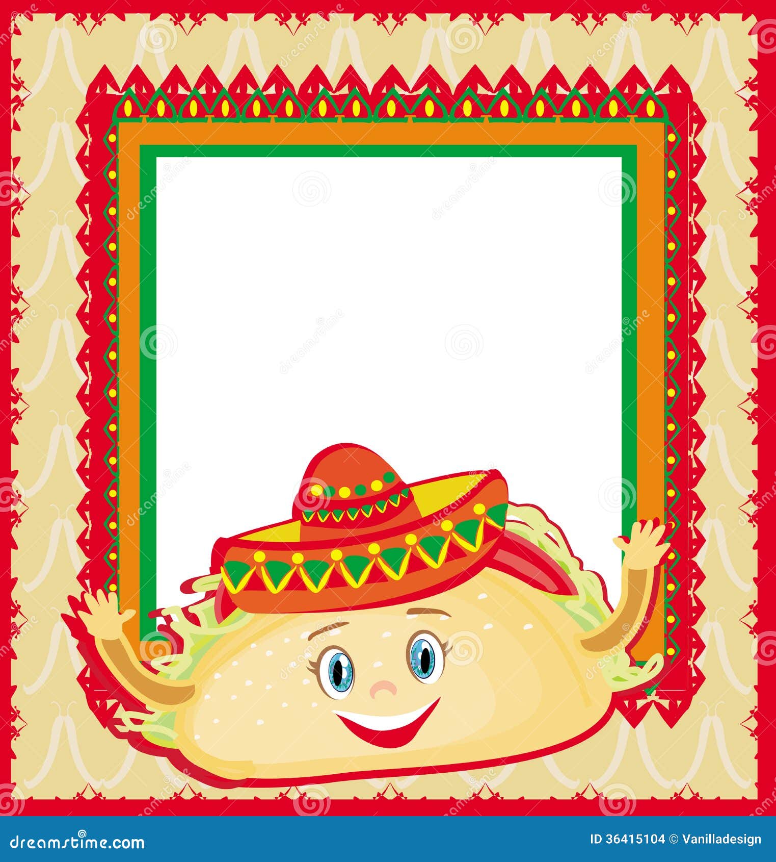 Funny Tacos Character , Mexican Frame Card Stock Vector - Illustration ...