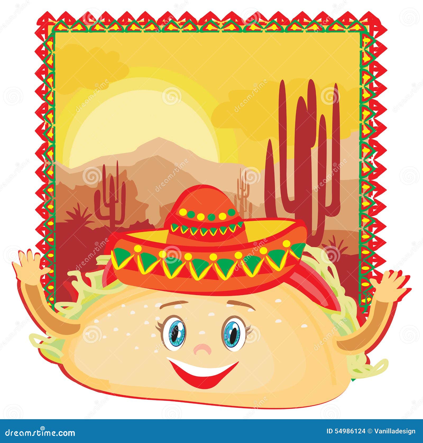 Funny Tacos Character , Mexican Frame Card Stock Vector - Illustration ...