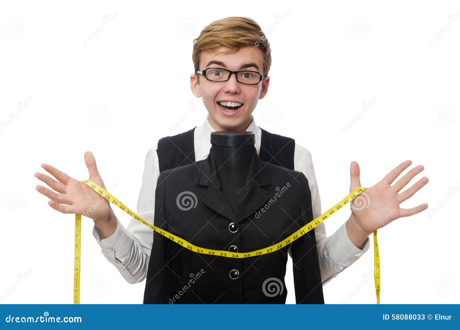 Funny Tailor Isolated on White Stock Image - Image of comic, industry ...